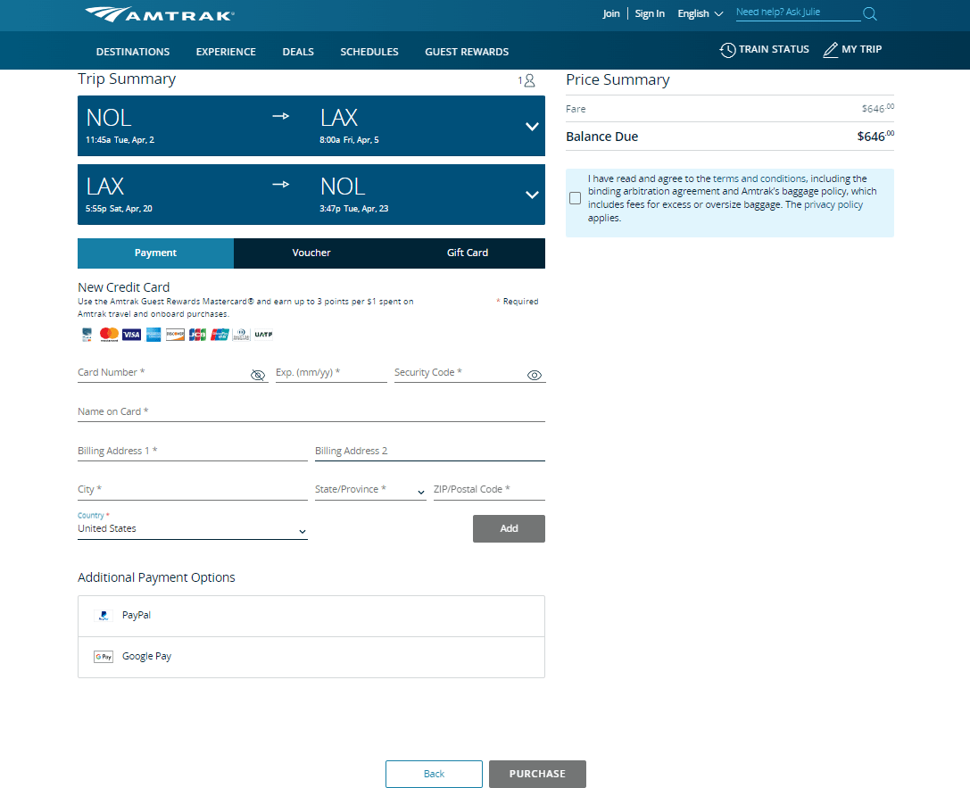 Amtrak Schedules and Destinations