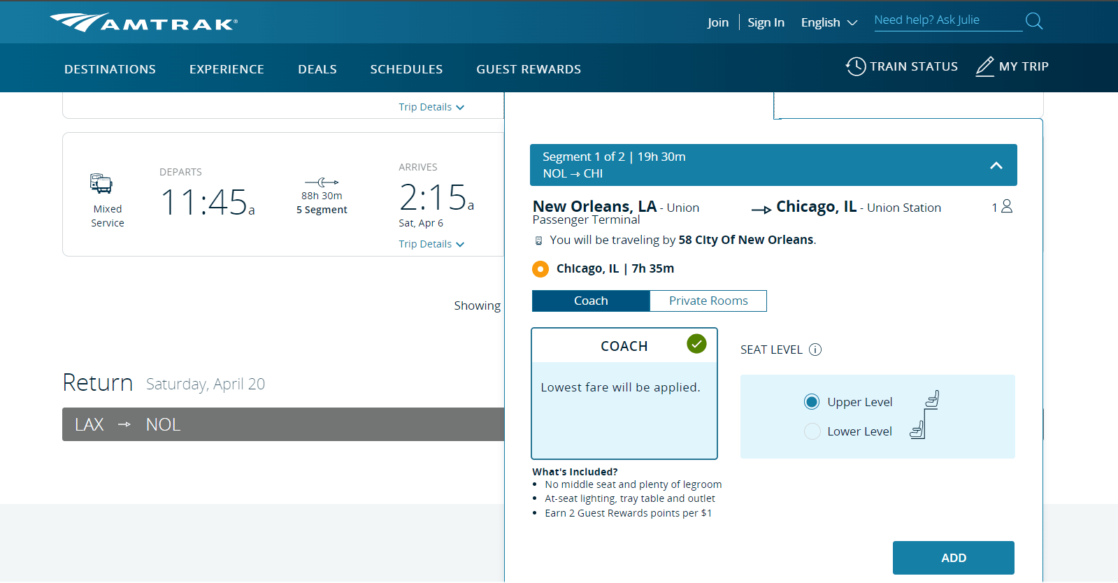 Amtrak Schedules and Destinations
